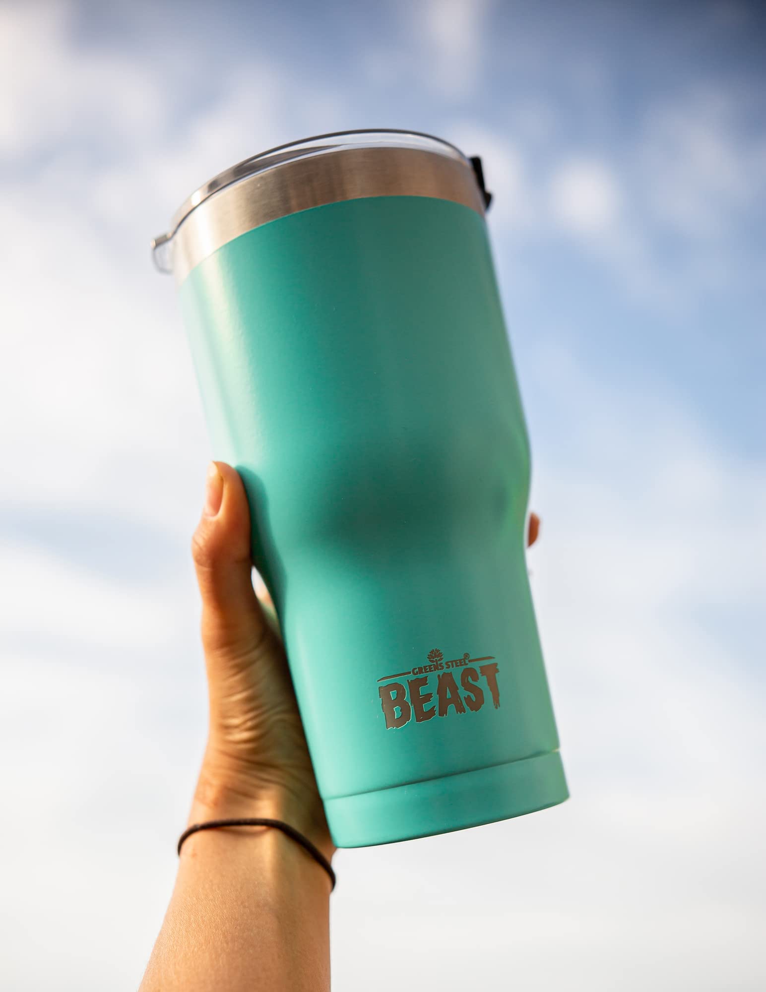 Beast 30 oz Tumbler Stainless Steel Vacuum Insulated Coffee Cup with handle plus 17 oz Stainless Steel Water Bottle (Blue)