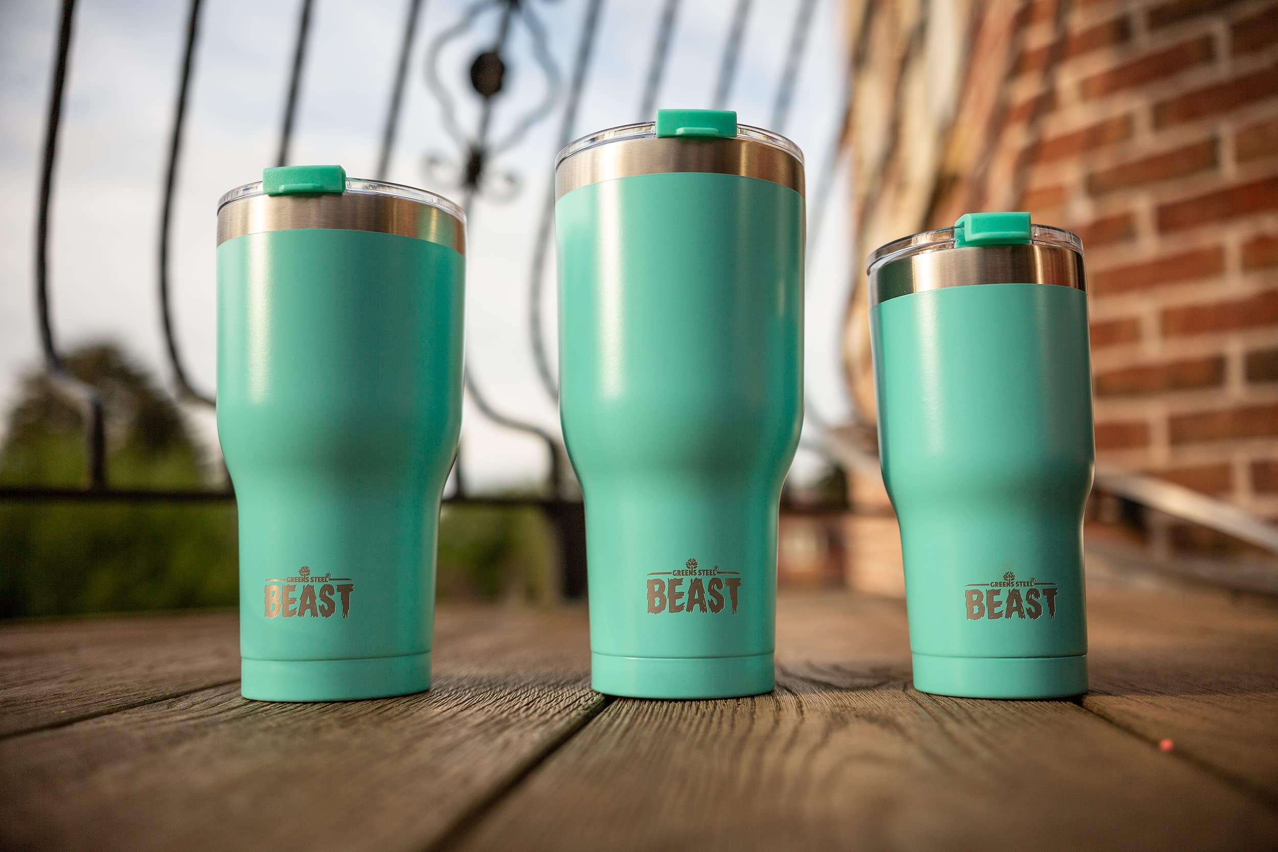 Beast 30 oz Tumbler Stainless Steel Vacuum Insulated Coffee Cup with handle plus 17 oz Stainless Steel Water Bottle (Blue)