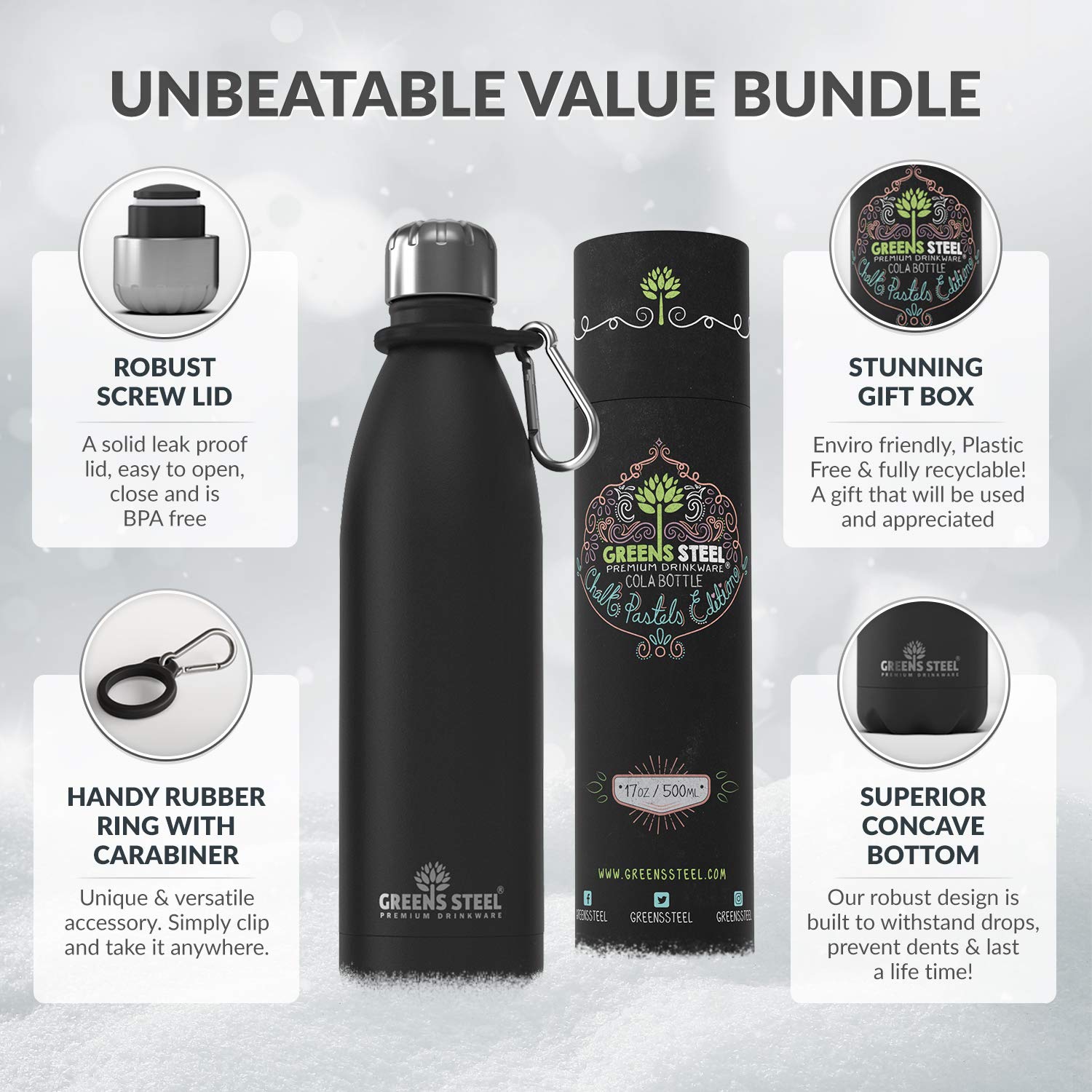 Beast 20 oz Tumbler Stainless Steel Vacuum Insulated Coffee Cup with handle plus 12 oz Stainless Steel Water Bottle (Matte Black)