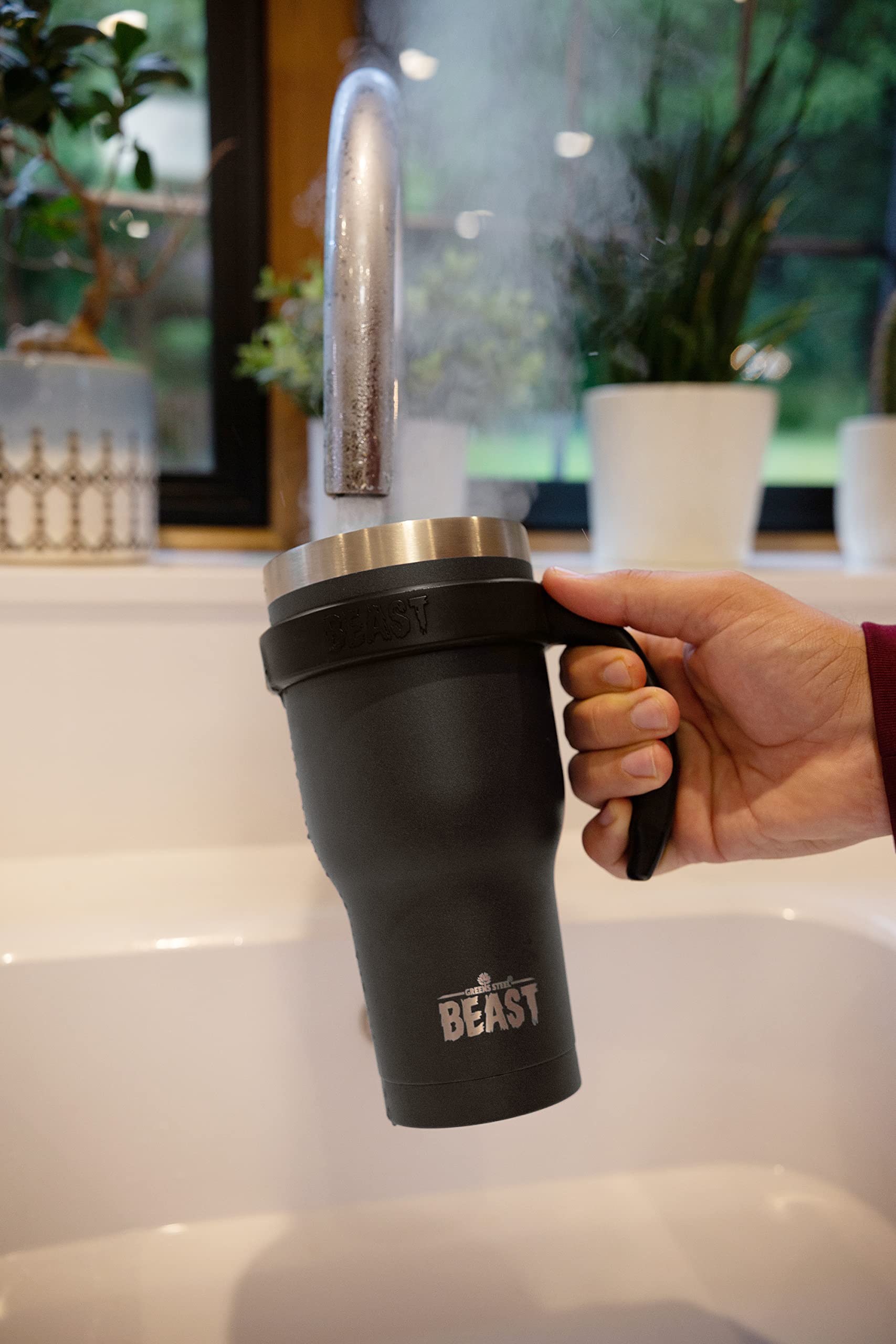 Beast 20 oz Tumbler Stainless Steel Vacuum Insulated Coffee Cup with handle plus 12 oz Stainless Steel Water Bottle (Matte Black)