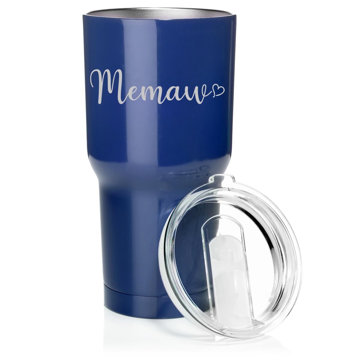 Smooth Body Tumbler Stainless Steel Vacuum Insulated Travel Mug Cup Gift Memaw With Heart (Blue, 30 oz)