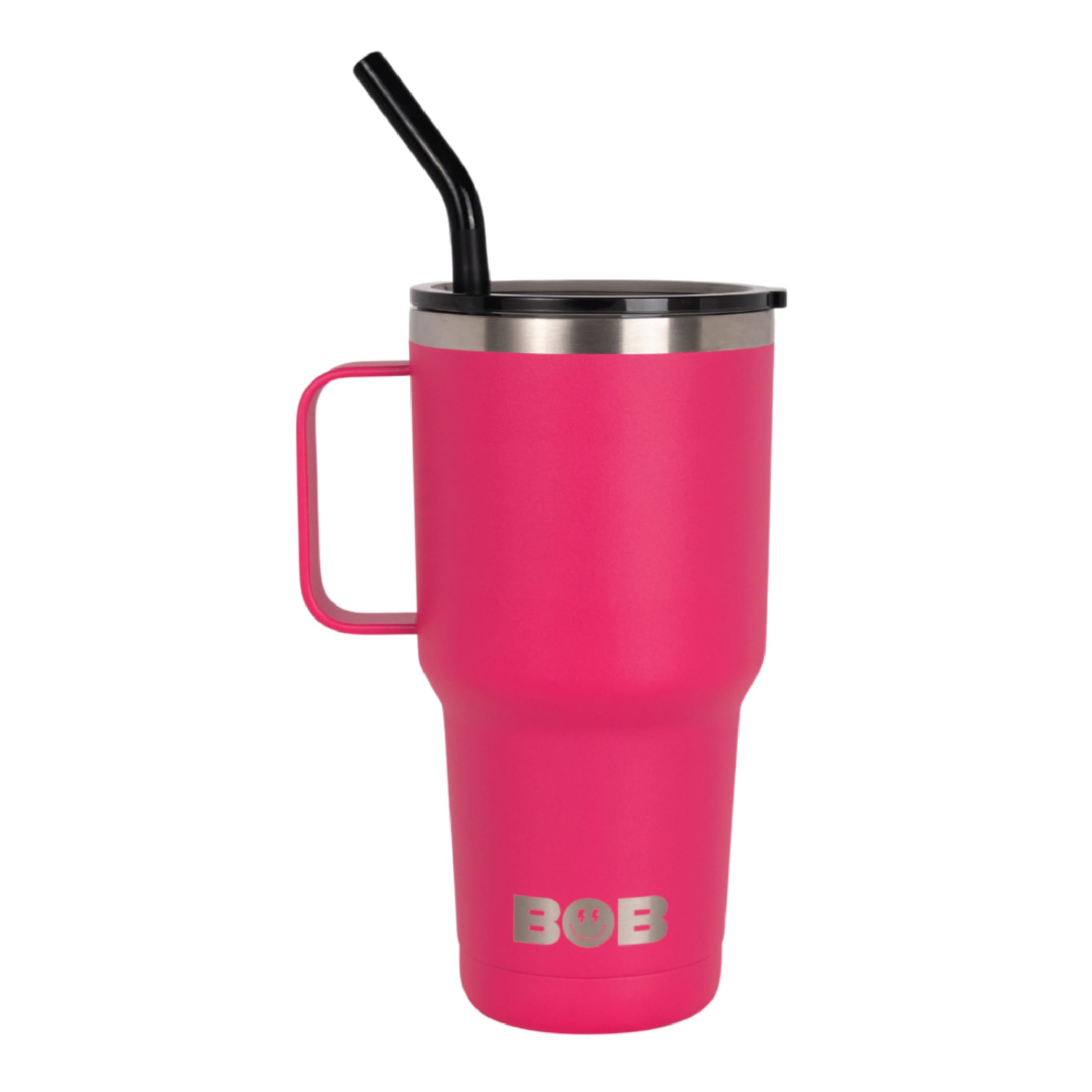 BOB THE COOLER CO 30Oz Heavy Duty Double Wall Vacuum Insulated Tumbler with Straw and Handle, Made of Stainless Steel, Great for Travel, Beach, & More