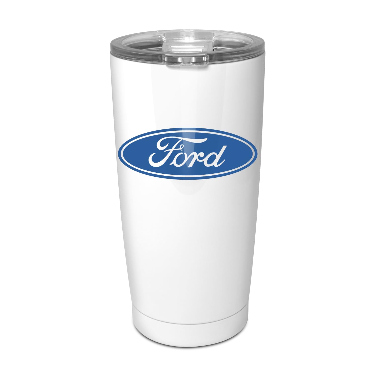 iPick Image for Ford Logo in Full-Color 20 oz Dual-Wall Insulated Stainless Steel White Travel Tumbler