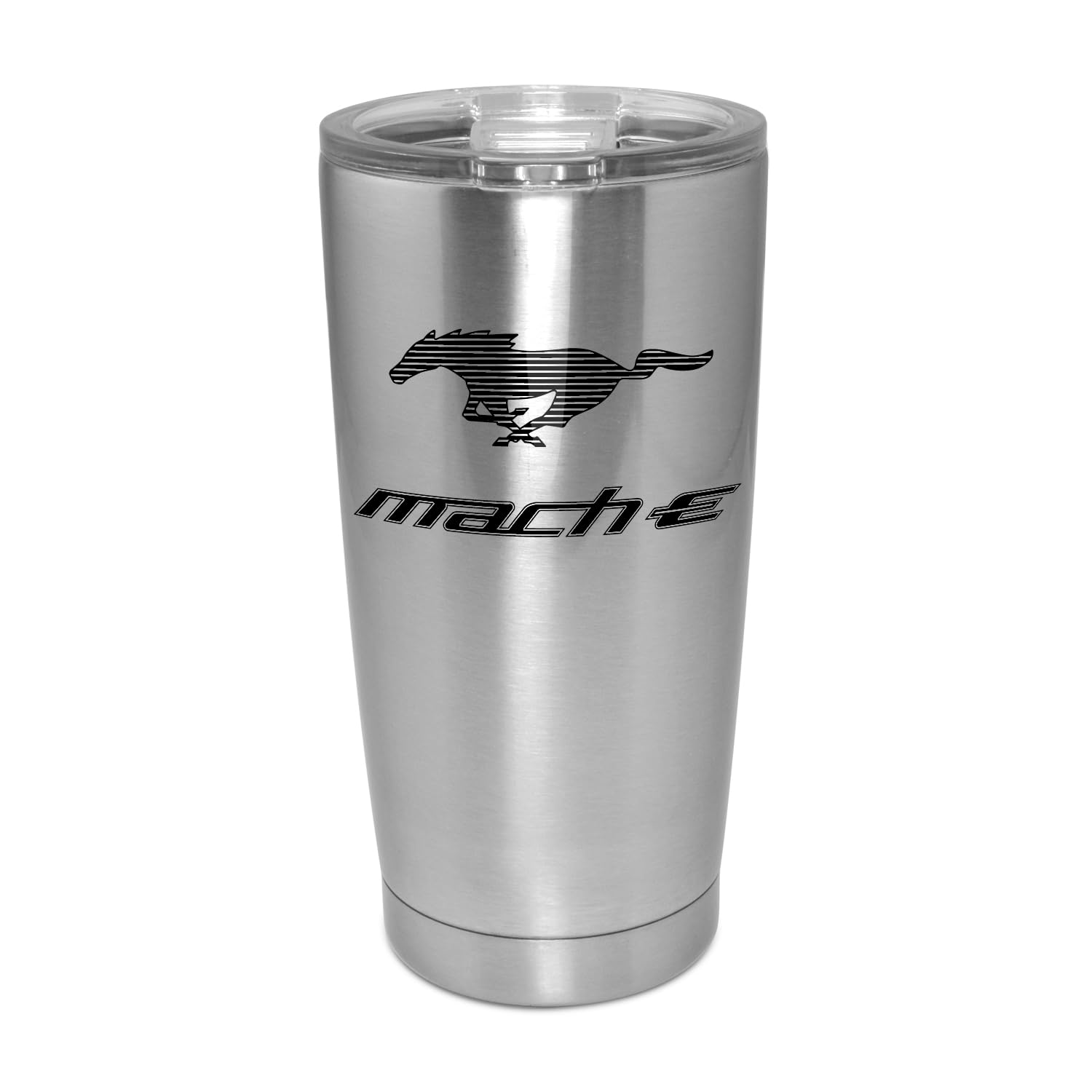 iPick Image for Ford Mustang Mach-E in Full-Color 20 oz Dual-Wall Insulated Stainless Steel Brush Silver Travel Tumbler