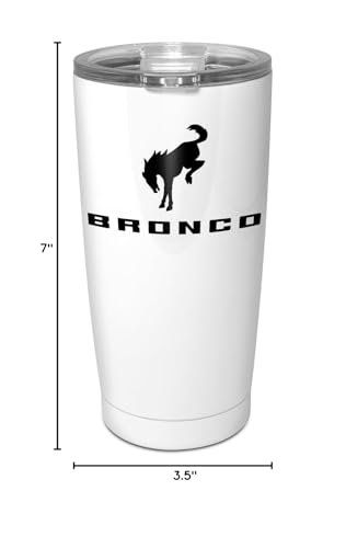 iPick Image for Ford Bronco in Full-Color 20 oz Dual-Wall Insulated Stainless Steel White Travel Tumbler