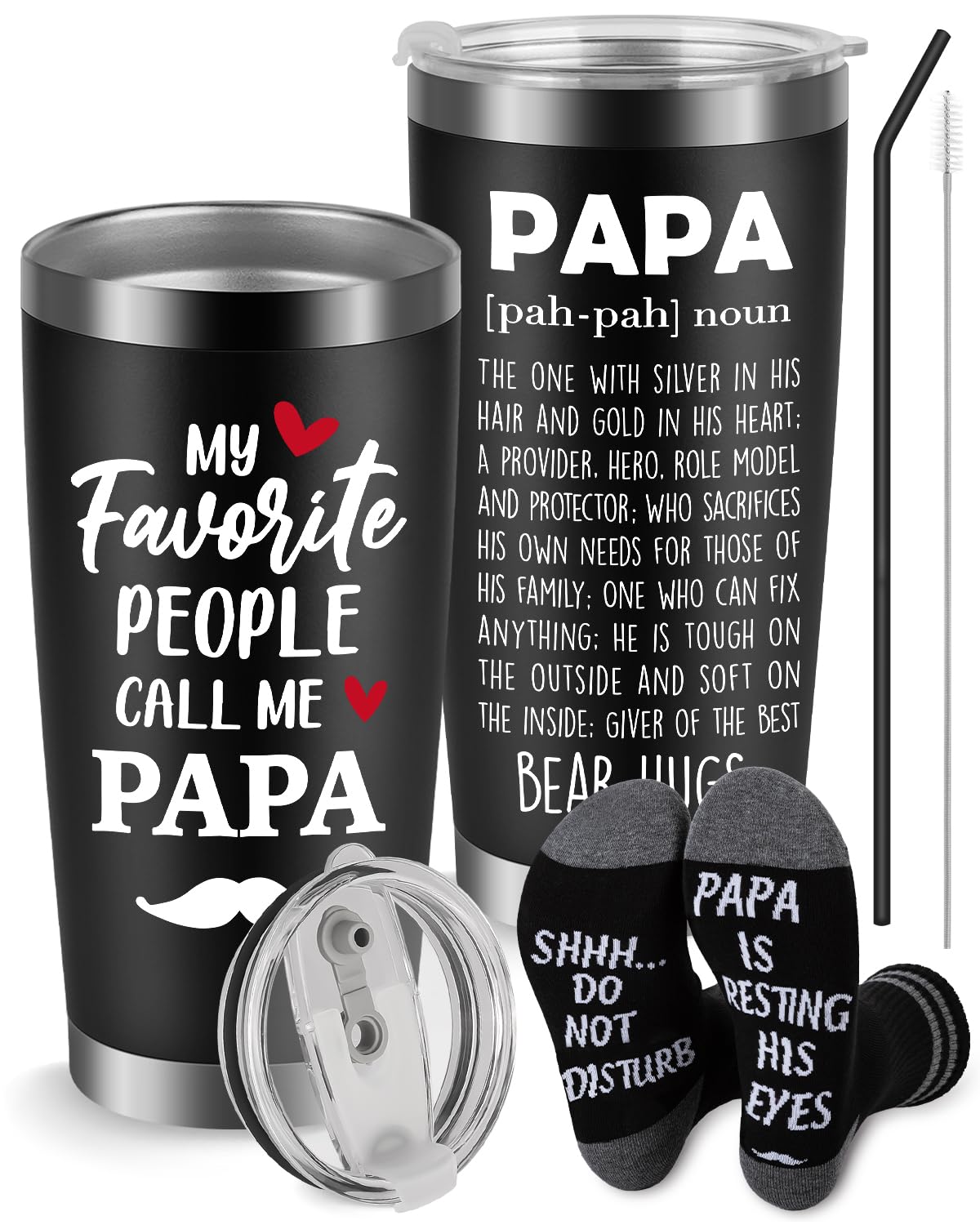 Agantree art Papa Gifts, Grandpa Gifts for Grandfather, Birthday Gifts for Dad, Papa Tumbler Father's Day Gifts for Grandpa, Papa Gifts from Grandkids, Grandchildren, Papa Definition Tumbler-Black