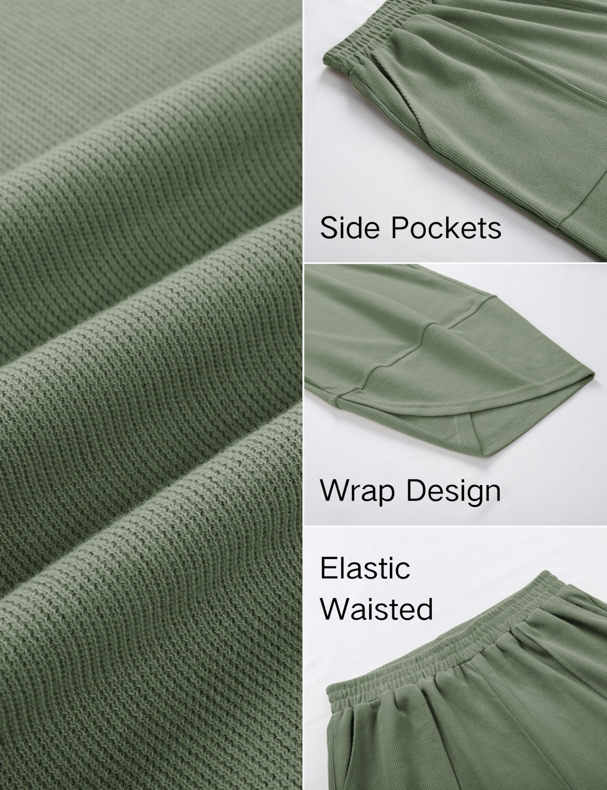 Xiaoxuemeng Womens Baggy Wide Leg Pants Casual Elastic Waisted Palazzo Harem Pants with Pockets (Green-M)