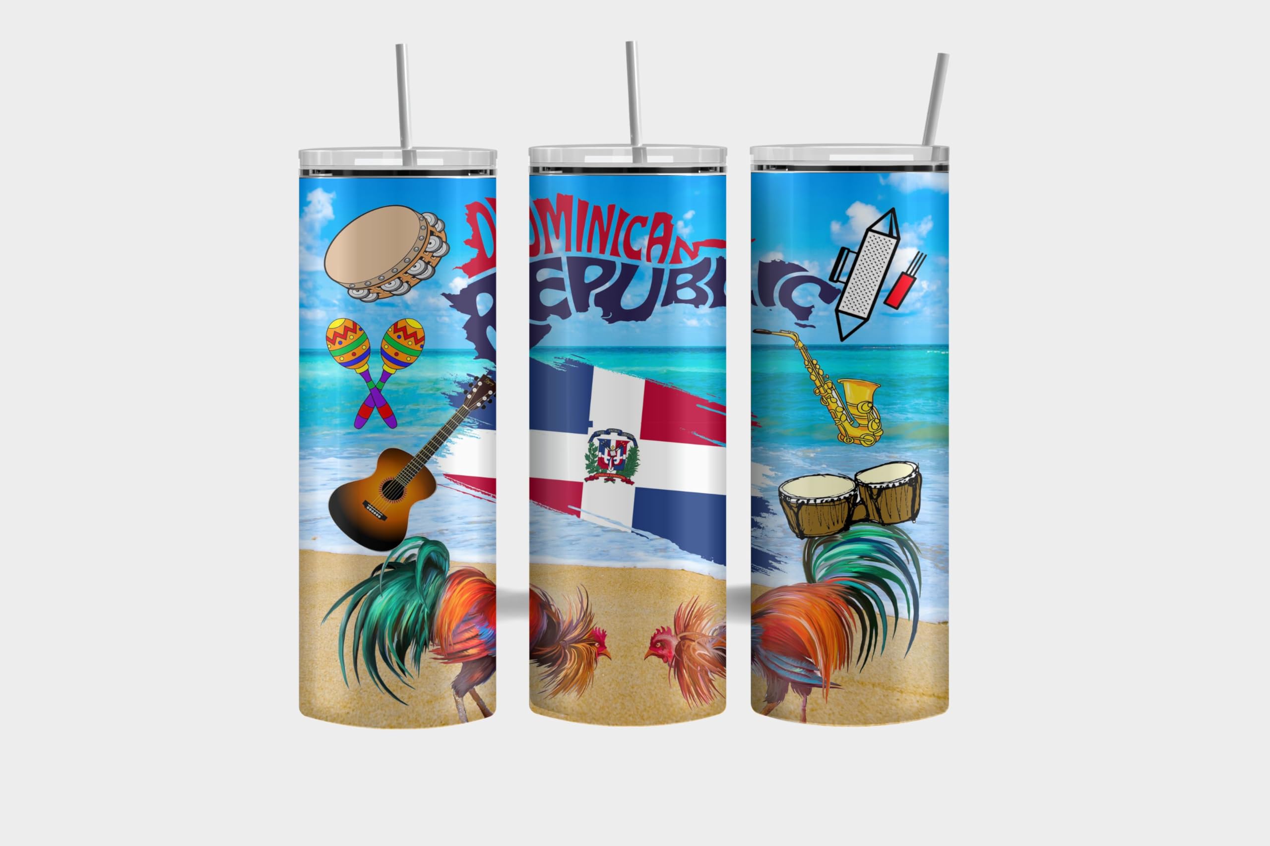 Dominican Republic Flag 20oz | Coffee Cup Stainless Steel Water Bottle With Lid Spill Proof Travel Thermos Cup For Ice Drinks/Hot Beverage| Double Wall Travel Tumble