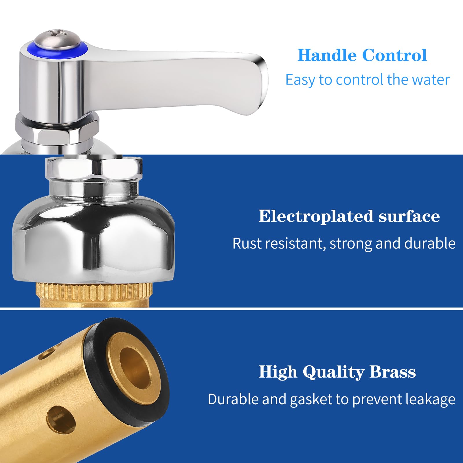 TNROTED Replacement 002713-40 Cold Side Handle Stem Replacement Assembly Fit for All T&S Faucets, Brass Spindle Assembly Cartridge Faucet Valve, Blue