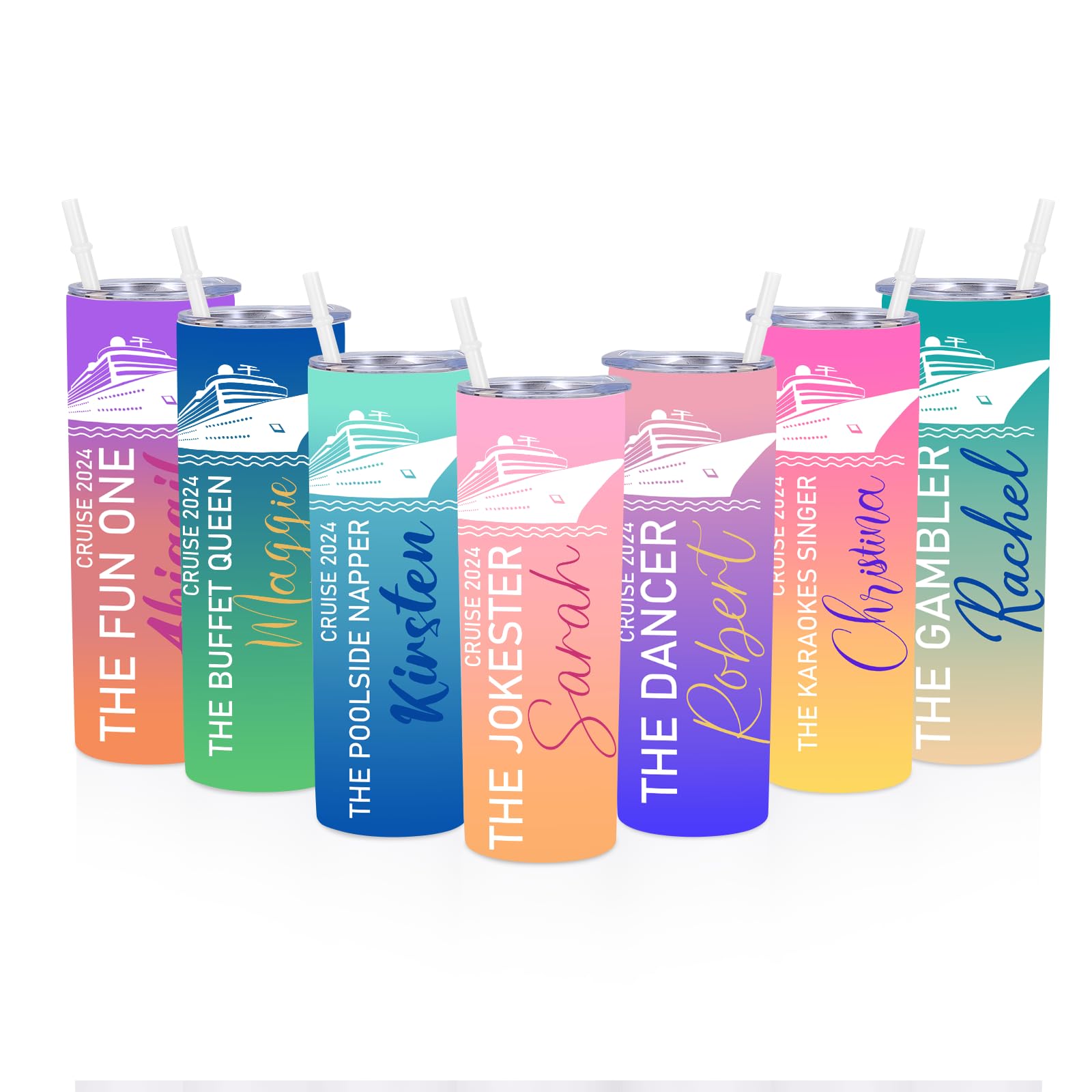 Custom Cruise Cups, Personalized Family Vacation Tumbler, Customized Insulated Stainless Steel Girls Trip Cruise Tumbler With Lid And Straw, Summer Travel Beach Cup, Girls Bachelorette Trip Gifts