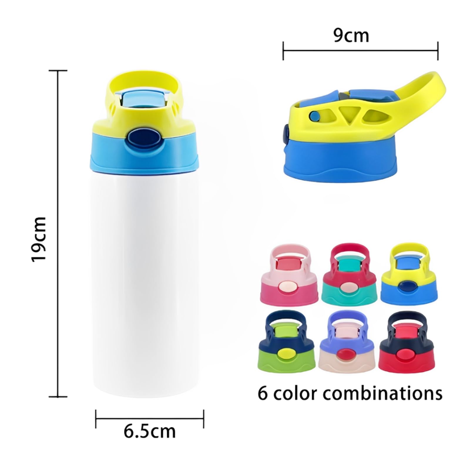 Icesip 30 PACK 12oz Kids Sublimation Tumbler Bulk,Sublimation Kids Water Bottle with One-click Pop-up Straw Lid and Handle, Spill Proof lid,for Water,Drinks