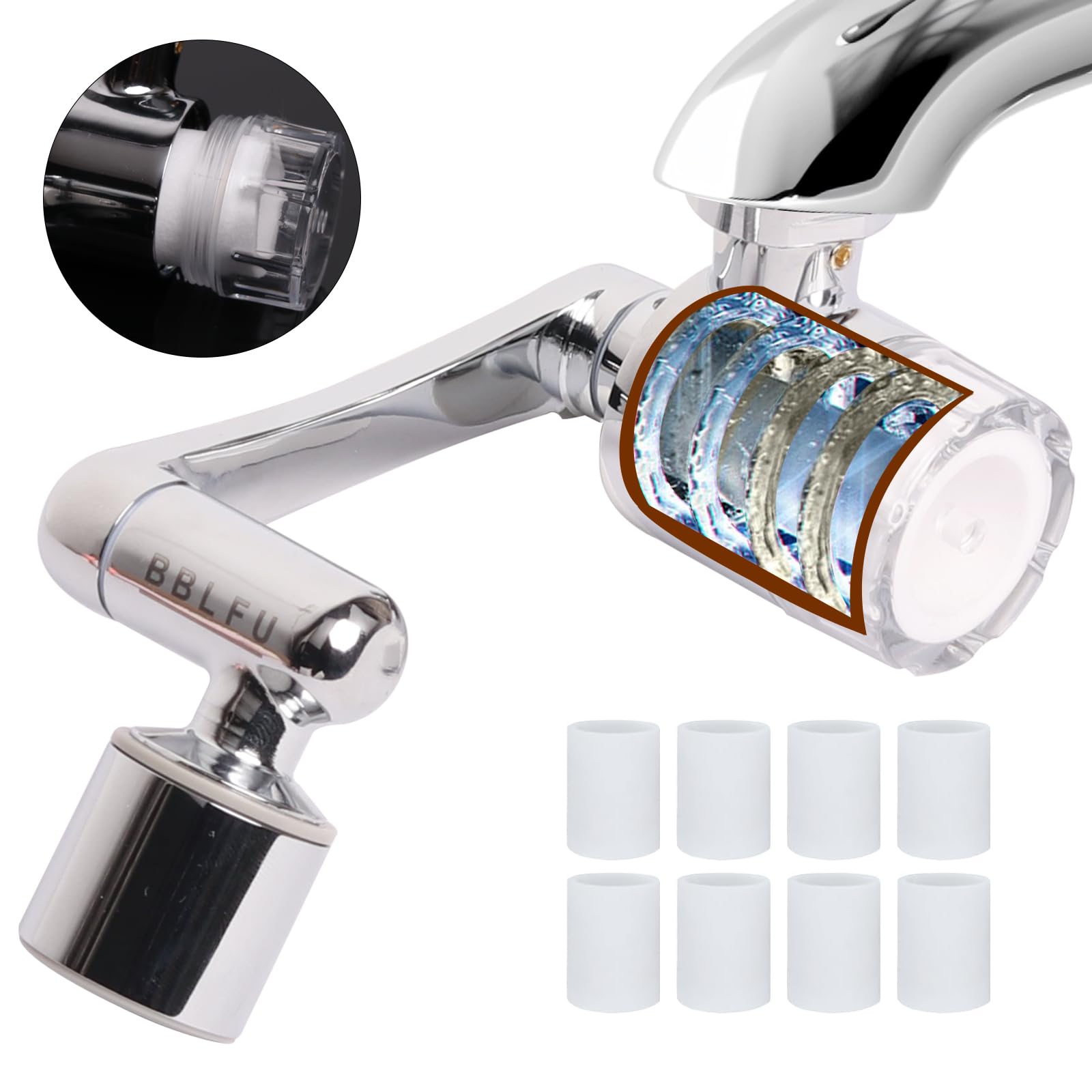 BBLFU Filtered Faucet Aerator 1080° Rotating Faucet Extender Aerator,Bathroom Sink Filter Faucet Extender for Bathroom Sink,Universal Splash Sink Filter Water Faucet For Skin/Eye/Face