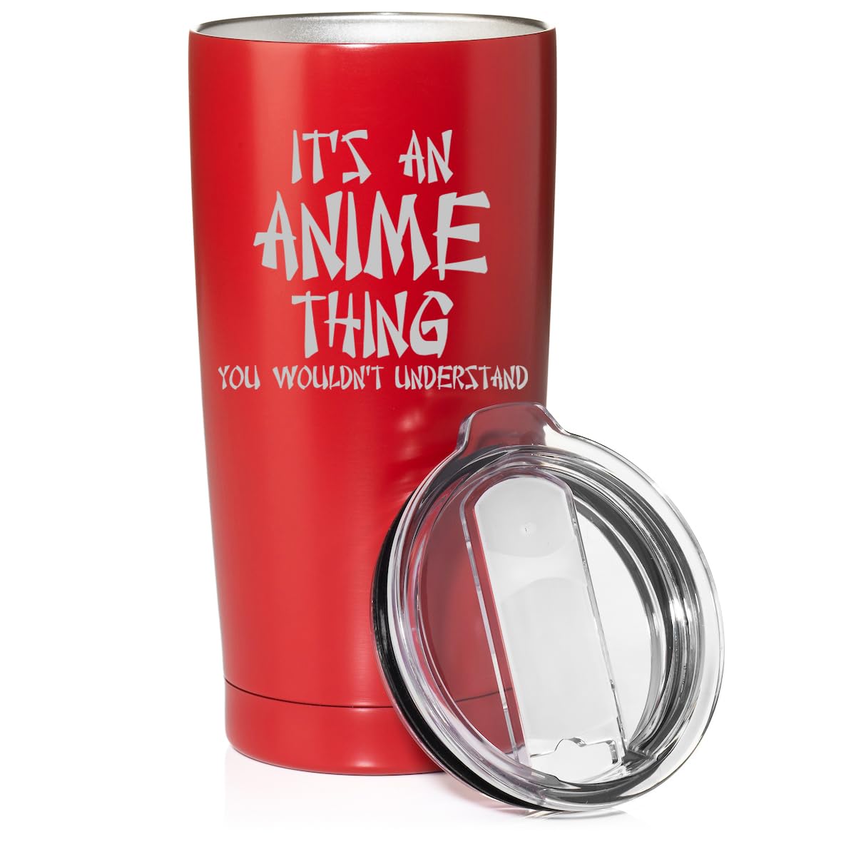 Smooth Body Tumbler Stainless Steel Vacuum Insulated Travel Mug Cup Gift It's An Anime Thing (Red, 20 oz)