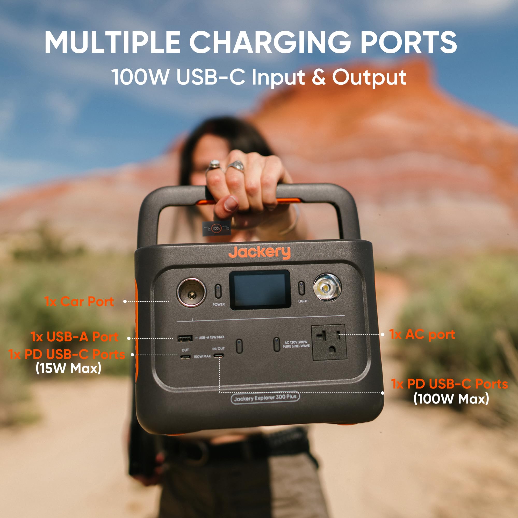 Jackery Solar Generator 300 Plus Portable Power Station with 40W Book-sized Solar Panel, 288Wh Backup LiFePO4 Battery, 300W AC Outlet, Only 5KG for RV, Outdoors, Camping, Traveling, and Emergencies (Renewed)