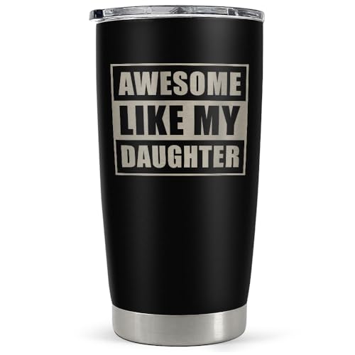 SANDJEST Gift from Daughter to Dad - 20oz Tumbler with Lid for Father - Insulated Stainless Steel Mug - Funny Coffee Mug for Outdoor Travel Sport Office, Gifts for Birthday Father’s Day
