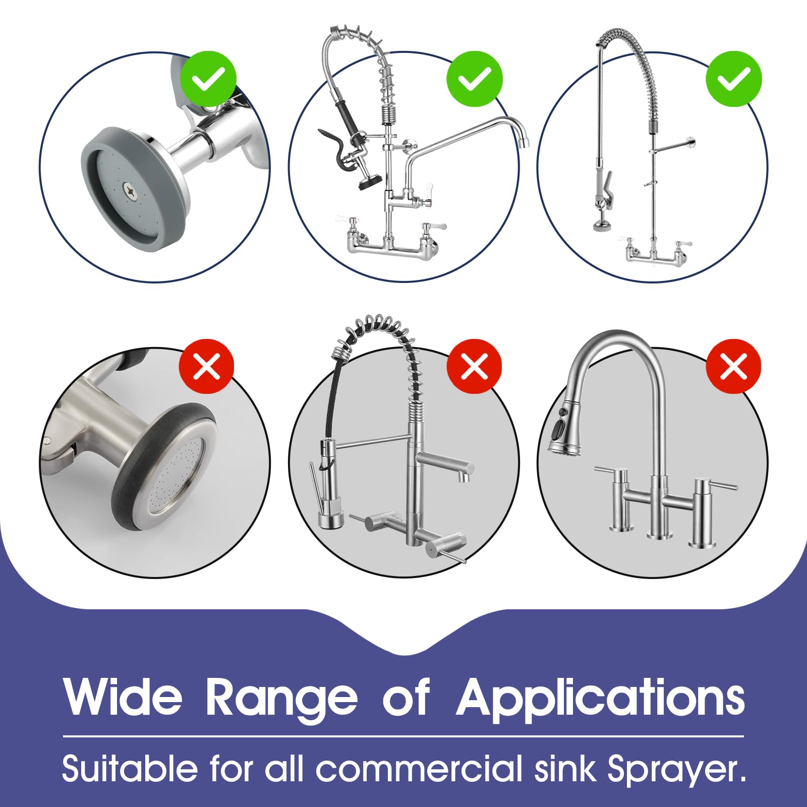 Gdyfdskin Pre-Rinse Spray Valve Repair Kit for Commercial Sink Sprayer Spray Face Bumper and Screw Replacement Part 1.42 GPM High-Pressure - Gray