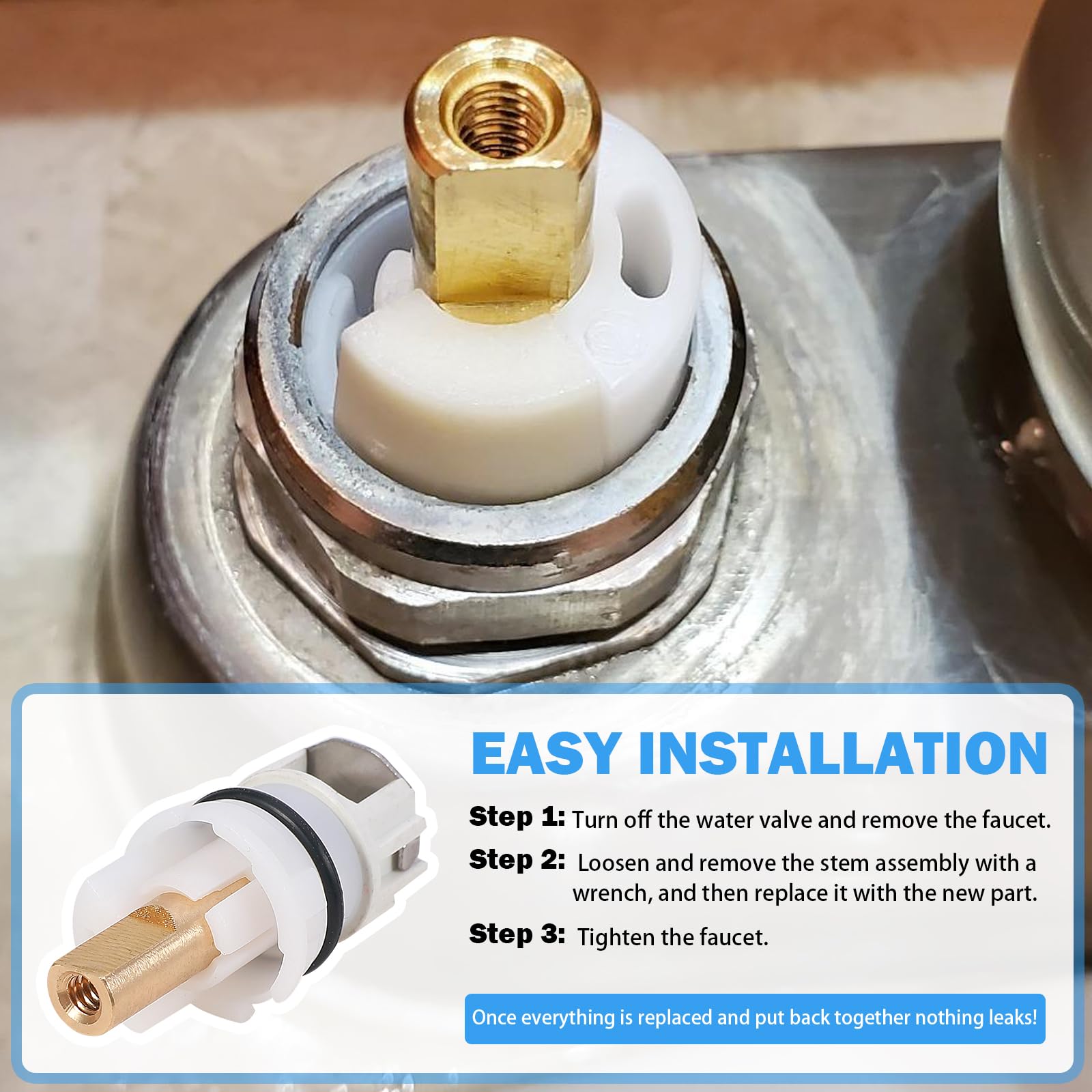 RP25513 Faucet Stem Assembly Compatible with Delta Two Handle Faucet Repair Kit with RP4993 Rubber Seat and Spring, Replacement Stems Cartridges for Delta Bathtub Shower Sink Bathroom Faucet, 2-PACK