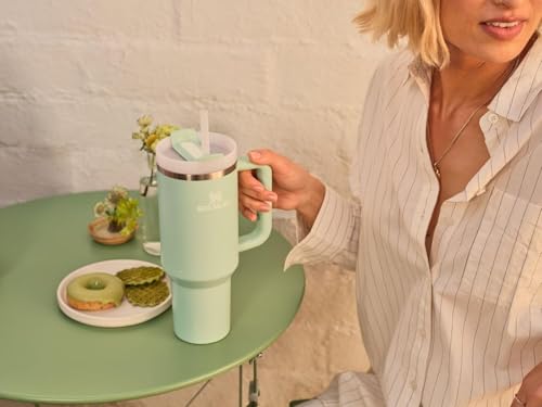Stanley Quencher H2.0 Tumbler with Handle and Straw 40 oz | Flowstate 3-Position Lid | Cup Holder Compatible for Travel | Insulated Stainless Steel Cup | BPA-Free | Matcha Cream