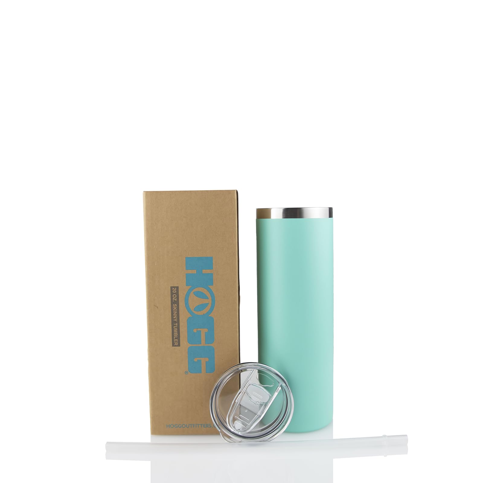 Hogg 20oz Powder Coated Skinny Tumbler, DIY, Customizable, Reusable, Double Wall Insulated, Colored Tumblers (Mint)