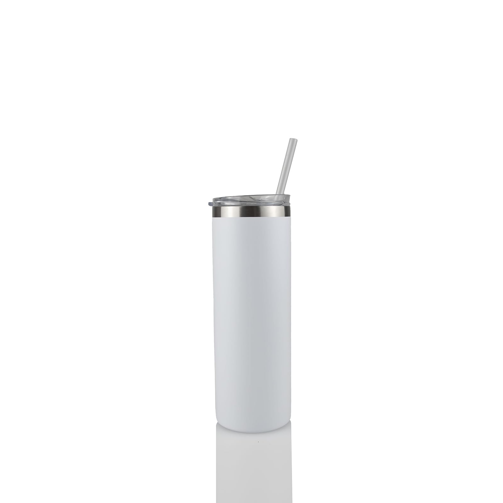 Hogg 20oz Powder Coated Skinny Tumbler, DIY, Customizable, Reusable, Double Wall Insulated, Colored Tumblers (White)