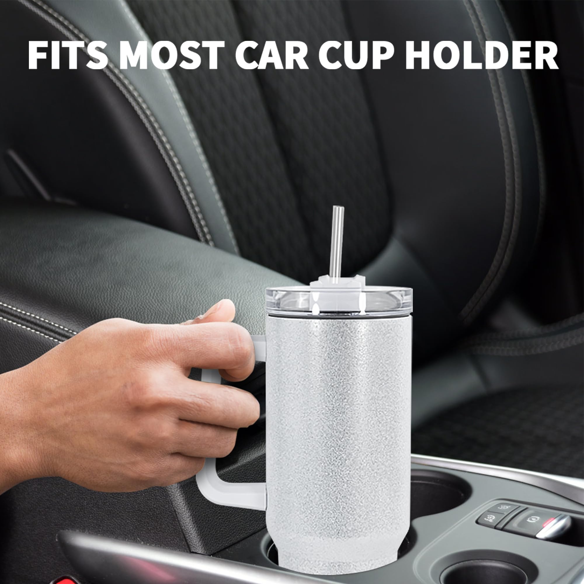 Icesip 40 oz Sublimation Glitter Tumblers 40 Pack with Handle Lid Stainless Steel Insulated Tumblers Blanks Insulated Double Wall Vacuum Reusable Cups for DIY