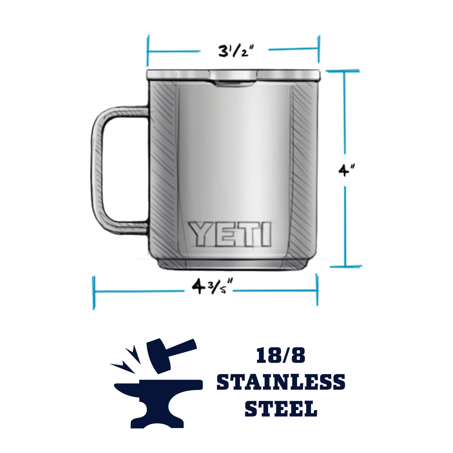 YETI Rambler 10 oz Stackable Mug, Vacuum Insulated, Stainless Steel with MagSlider Lid, Big Wave Blue