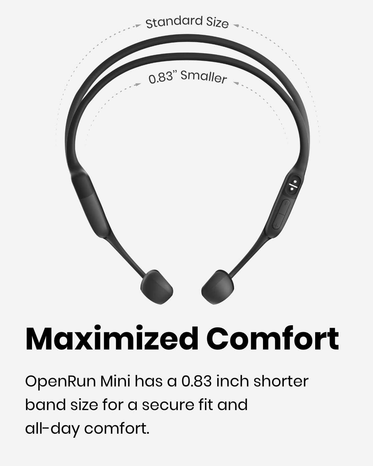 SHOKZ OpenRun Mini (AfterShokz Aeropex Mini) -Bone Conduction Open-Ear Bluetooth Sport Headphones - Waterproof Wireless Earphones for Workouts and Running - Built-in Mic (Renewed)
