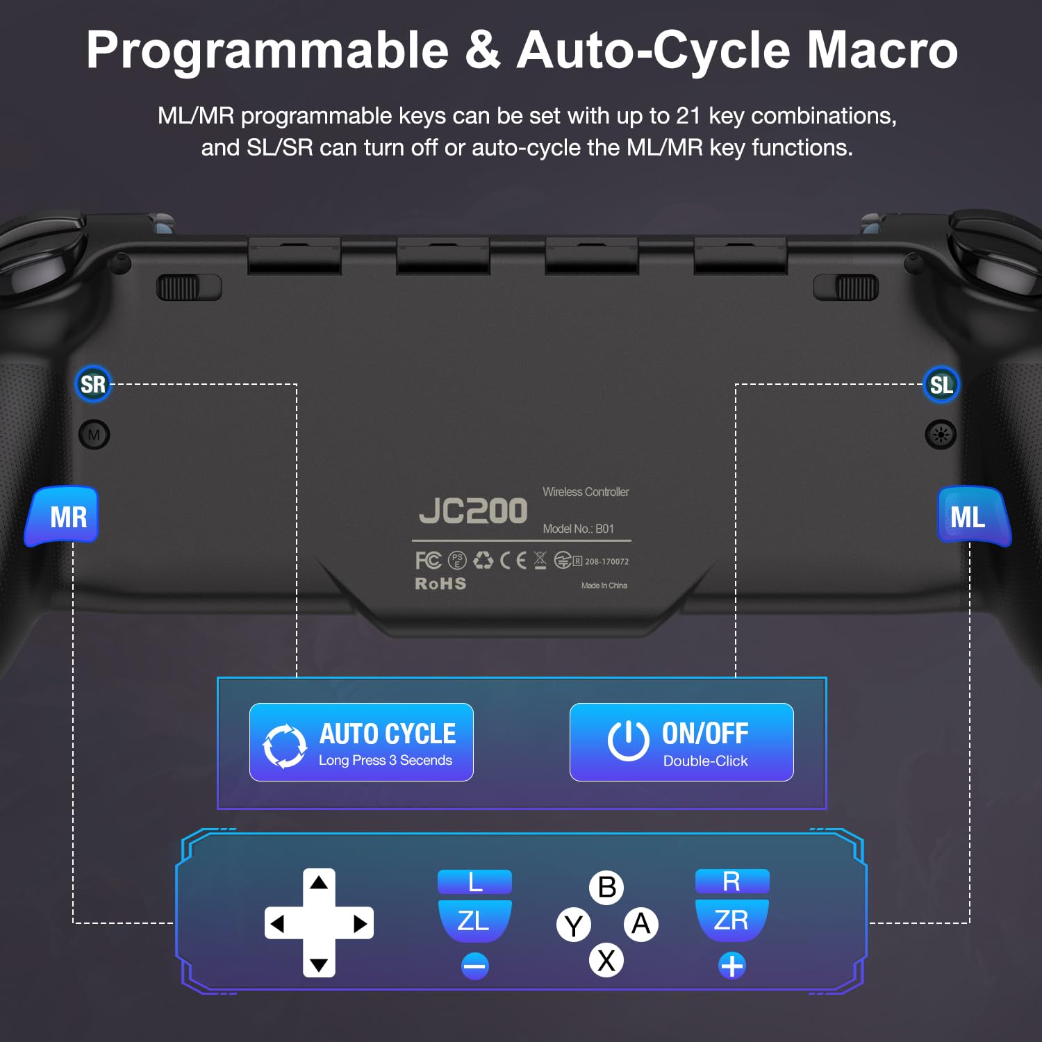 Spican Switch Controllers for Nintendo Switch/Switch OLED Controller, Switch Wireless Pro Controller One-Piece Joypad, Full-Size Ergonomic Handheld Mode Controller Gamepads Standard Controllers