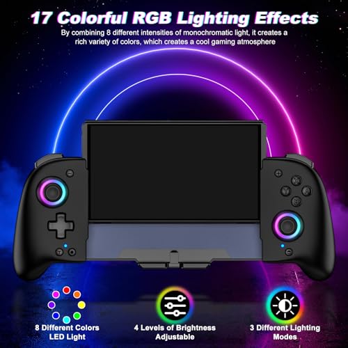 Spican Switch Controllers for Nintendo Switch/Switch OLED Controller, Switch Wireless Pro Controller One-Piece Joypad, Full-Size Ergonomic Handheld Mode Controller with Battery/Turbo/Programming