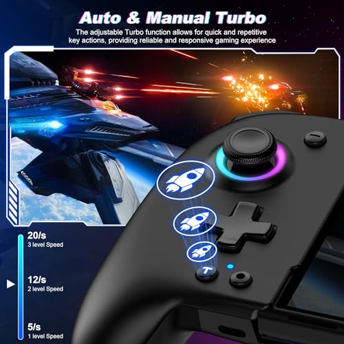 Spican Switch Controllers for Nintendo Switch/Switch OLED Controller, Switch Wireless Pro Controller One-Piece Joypad, Full-Size Ergonomic Handheld Mode Controller with Battery/Turbo/Programming
