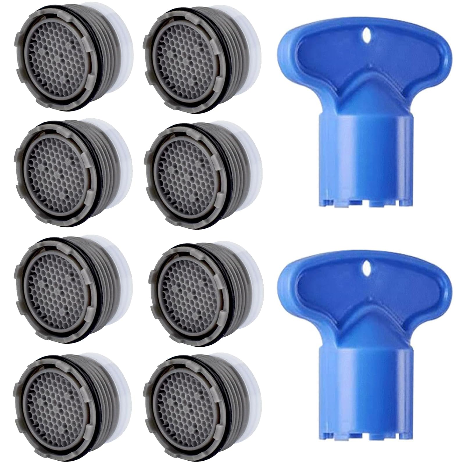 8PCS Faucet Cache Aerator, 16.5mm Water-Saving Flow Limiter Set for Bathroom or Kitchen Replacement Parts, With 2PCS Wrench Disassembly Tool (1.2GPM)