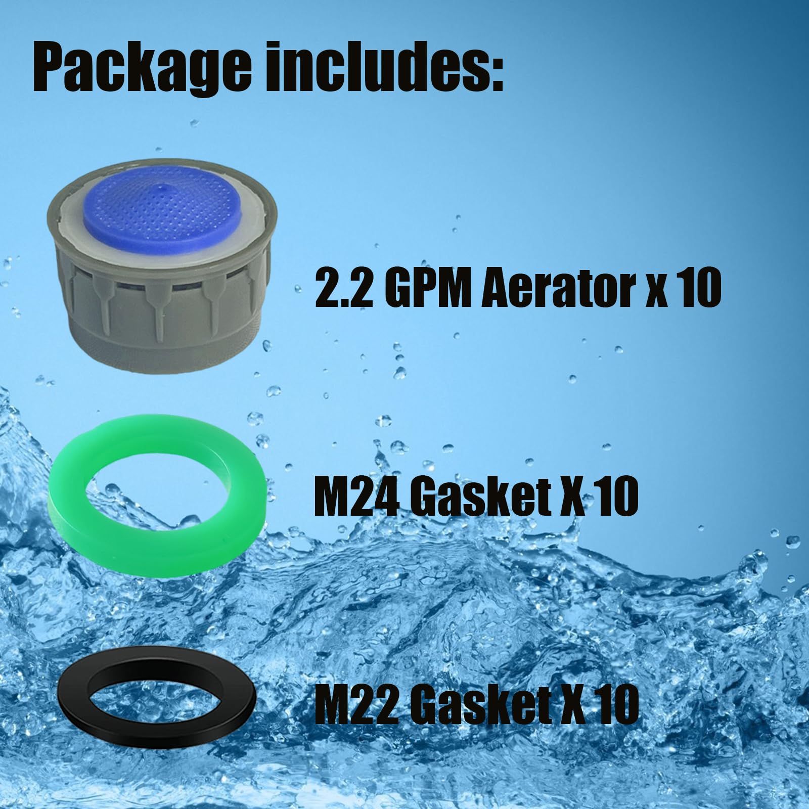 MOILINJAEY Faucet Aerator, 2.2GPM Flow Limiter Insert, 20 PCS, ABS Plastic, M22-M24, 0.83" Diameter