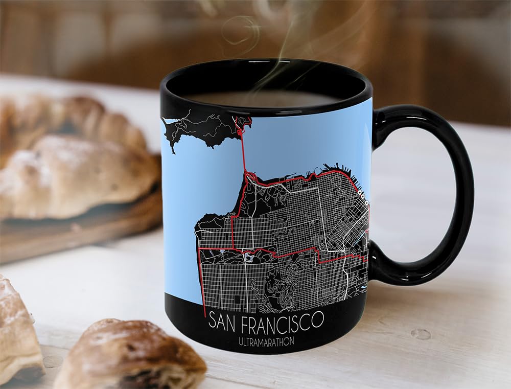 Ultra Marathon San Francisco Gifts and Souvenirs - Unique Drinkware - Ultra Marathon Race Momento - 11oz Black Ceramic Mug