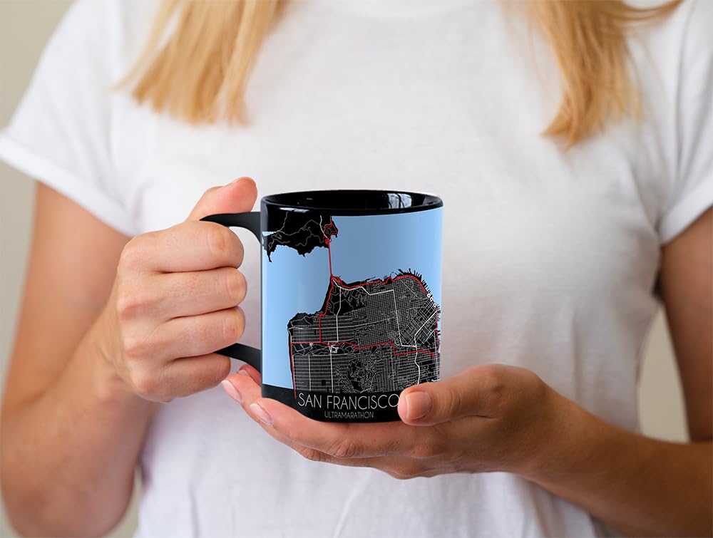 Ultra Marathon San Francisco Gifts and Souvenirs - Unique Drinkware - Ultra Marathon Race Momento - 11oz Black Ceramic Mug