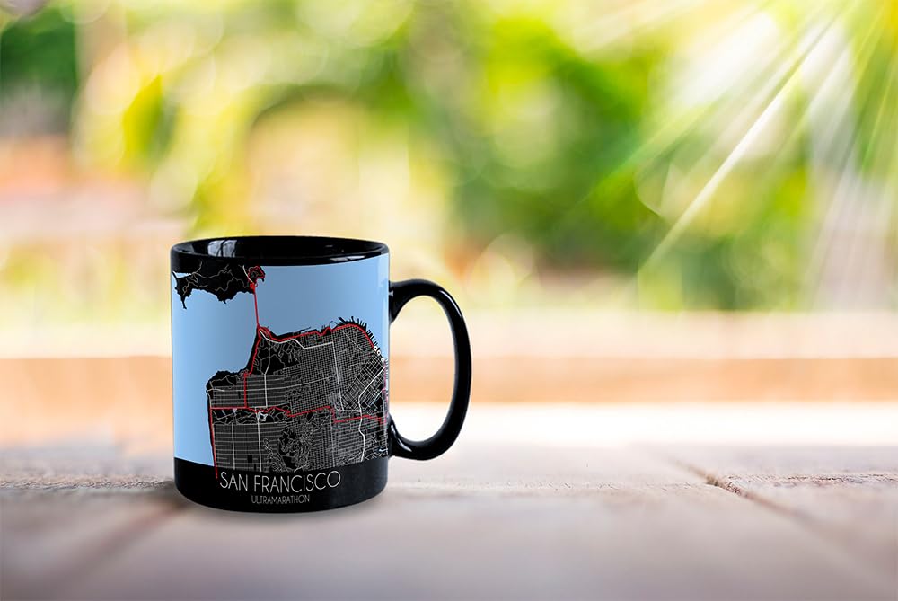 Ultra Marathon San Francisco Gifts and Souvenirs - Unique Drinkware - Ultra Marathon Race Momento - 11oz Black Ceramic Mug