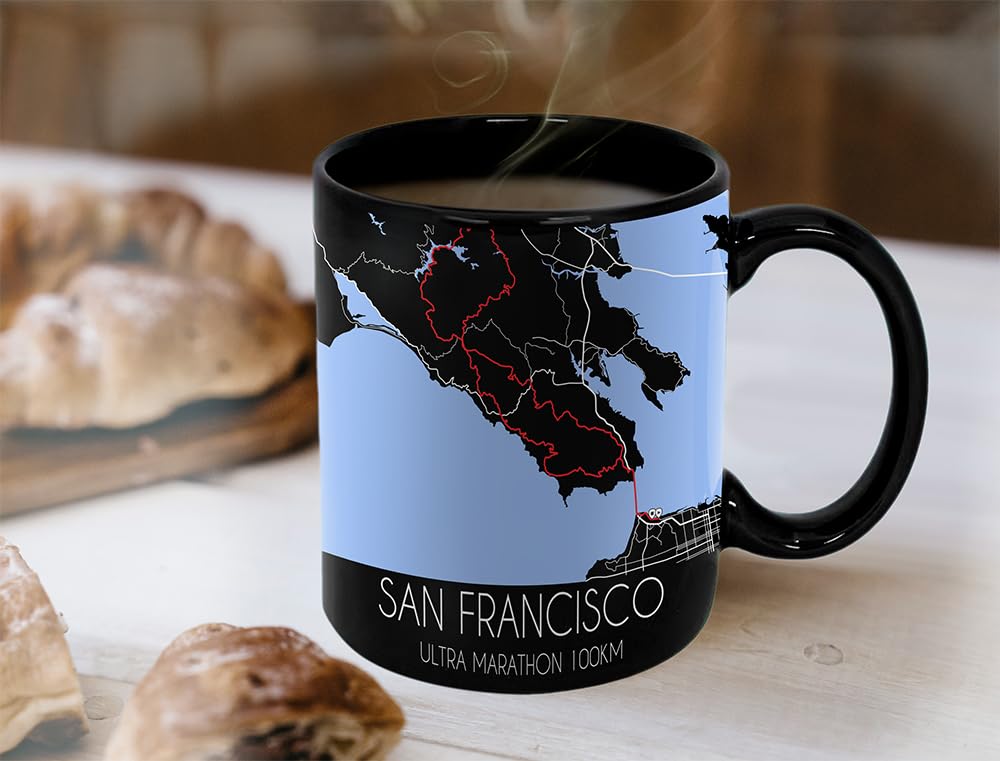 Ultra Marathon 100KM San Francisco Gifts and Souvenirs - Unique Drinkware - Ultra Marathon 100KM Race Momento - 11oz Black Ceramic Mug