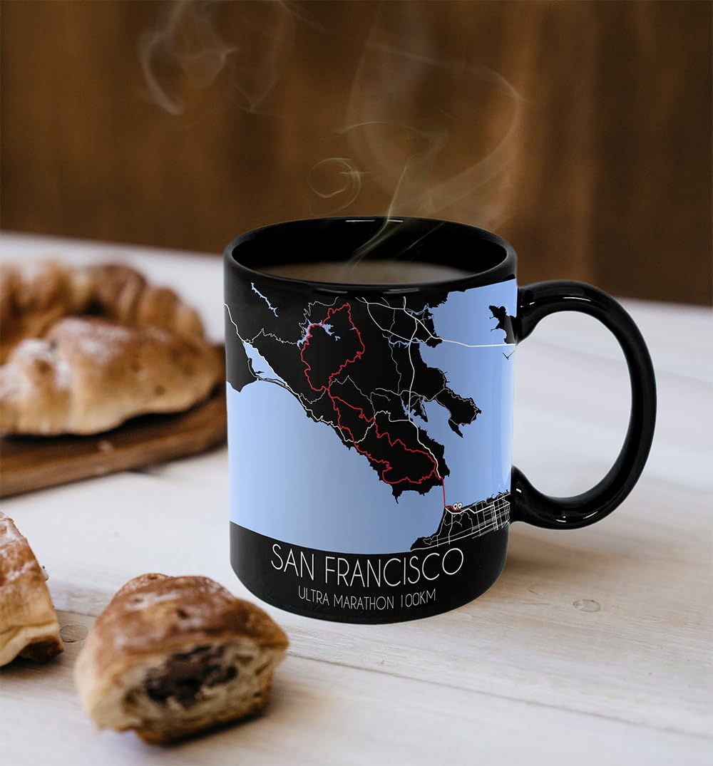 Ultra Marathon 100KM San Francisco Gifts and Souvenirs - Unique Drinkware - Ultra Marathon 100KM Race Momento - 11oz Black Ceramic Mug