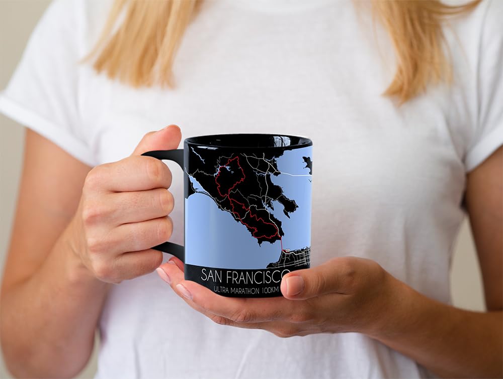 Ultra Marathon 100KM San Francisco Gifts and Souvenirs - Unique Drinkware - Ultra Marathon 100KM Race Momento - 11oz Black Ceramic Mug