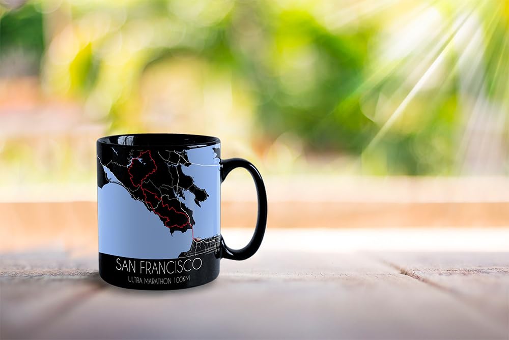 Ultra Marathon 100KM San Francisco Gifts and Souvenirs - Unique Drinkware - Ultra Marathon 100KM Race Momento - 11oz Black Ceramic Mug