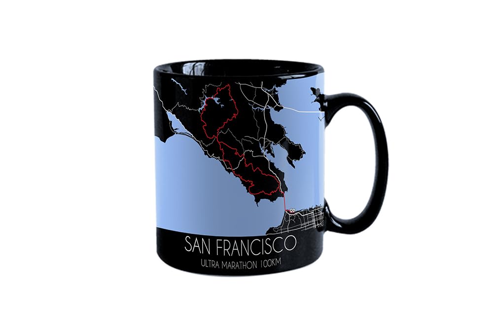 Ultra Marathon 100KM San Francisco Gifts and Souvenirs - Unique Drinkware - Ultra Marathon 100KM Race Momento - 11oz Black Ceramic Mug