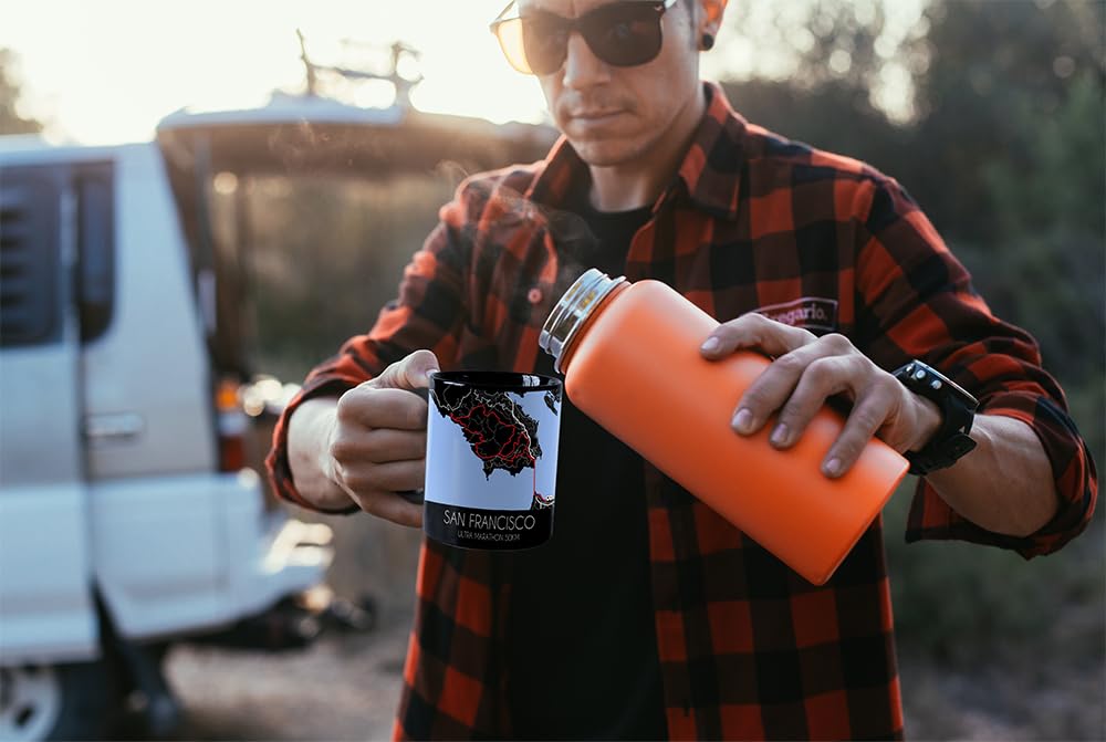 Ultra Marathon 50KM San Francisco Gifts and Souvenirs - Unique Drinkware - Ultra Marathon 50KM Race Memento - 11oz Black Ceramic Mug