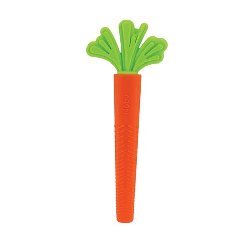 Nuby Silicone Carrot Tube Teether - Baby Teething Toy - Massaging Bristles for Sore Gums - 3+ Months - Toddler Easter Basket Stuffer