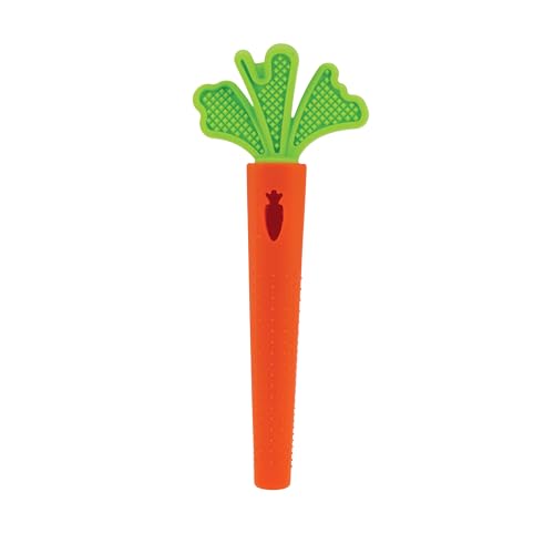 Nuby Silicone Carrot Tube Teether - Baby Teething Toy - Massaging Bristles for Sore Gums - 3+ Months - Toddler Easter Basket Stuffer