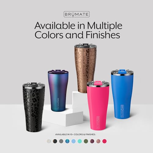 BrüMate Nav XL 32oz 100% Leak Proof Insulated Travel Tumbler with Magnetic BevLock™ Lid - Double Wall Cup-Holder Friendly Stainless Steel Mug (Onyx Leopard)