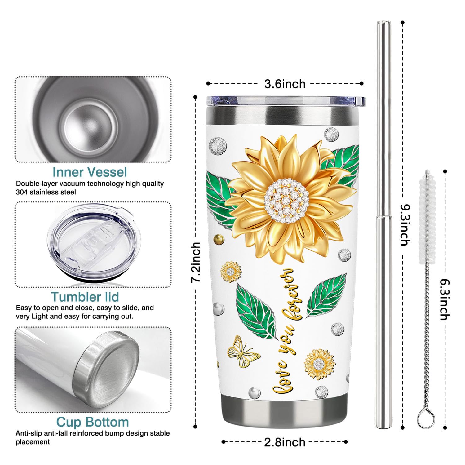 Pinnacler Daughter Coffee Cup, Vacuum Insulated Stainless Steel, Ideal Daughter Birthday Gift (20 oz)