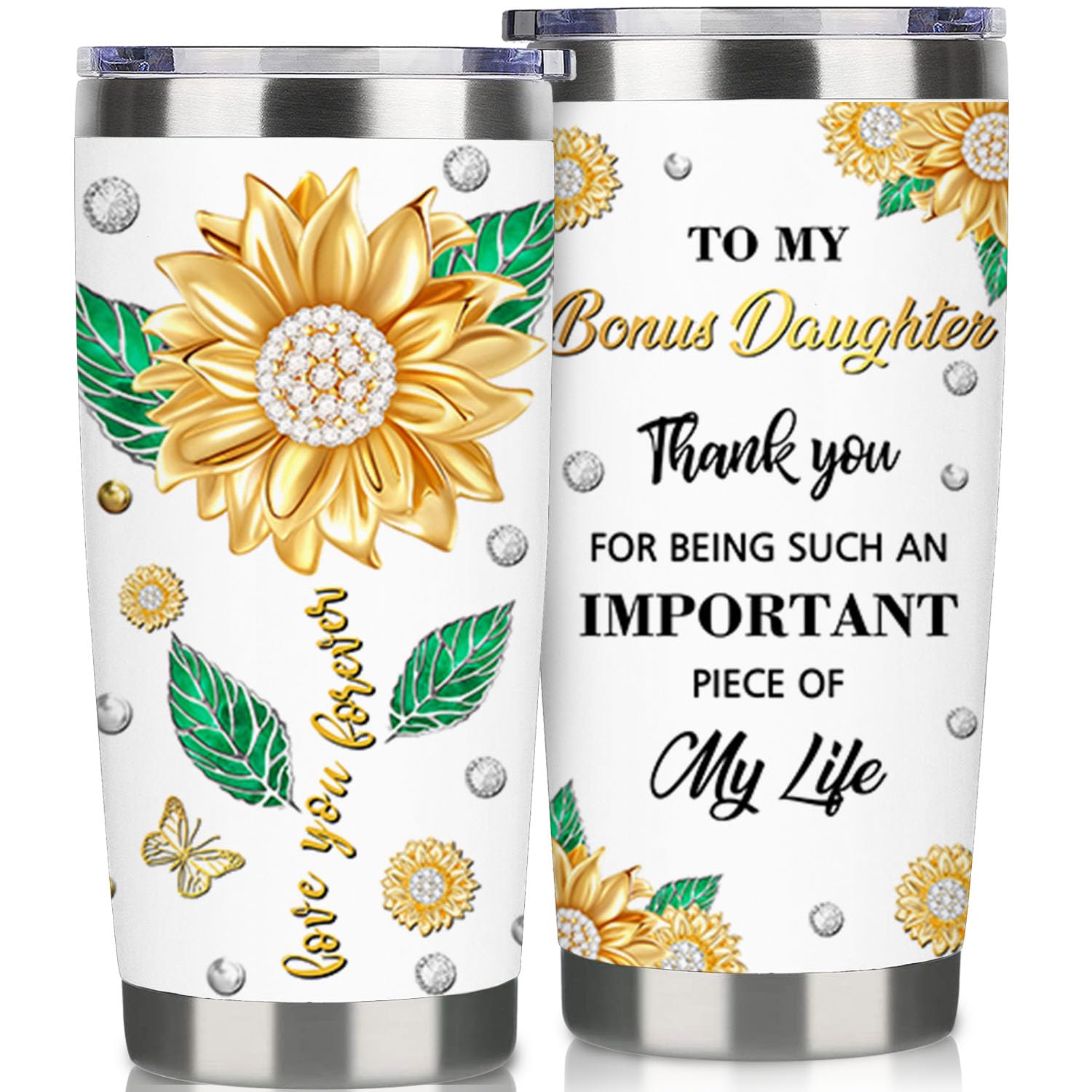 Pininerr Bonus Daughter Gift - 20oz Vacuum Insulated Stainless Steel Coffee Cup, Ideal Stepdaughter Birthday Gift