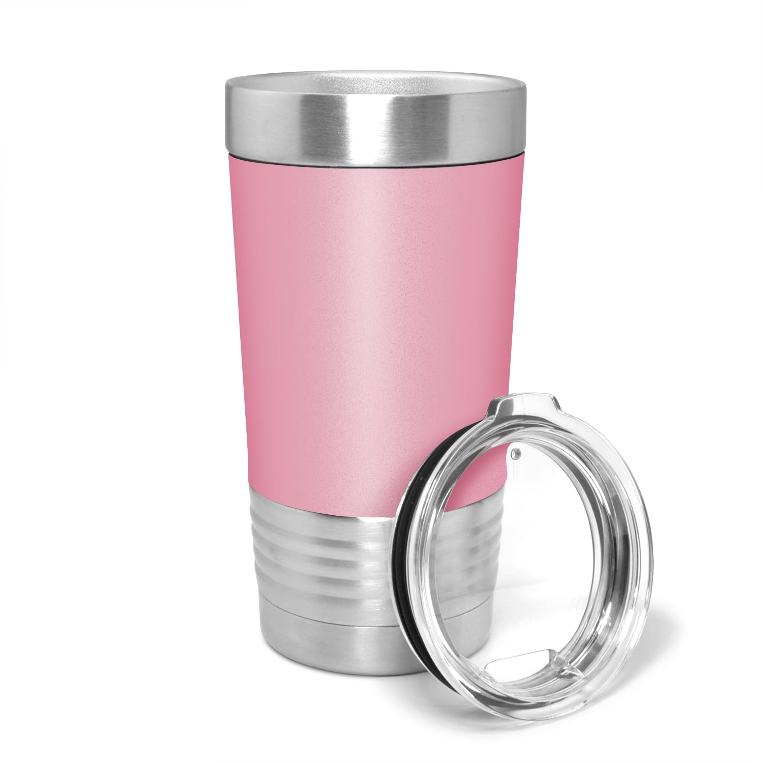 iPick Image for Lincoln Logo 20 oz Dual-Wall Insulated Stainless Steel with Pink Silicone Sleeve Travel Tumbler