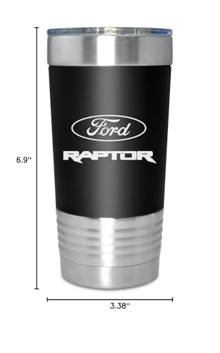 iPick Image for Ford F150 Raptor 20 oz Dual-Wall Insulated Stainless Steel with Black Silicone Sleeve Travel Tumbler