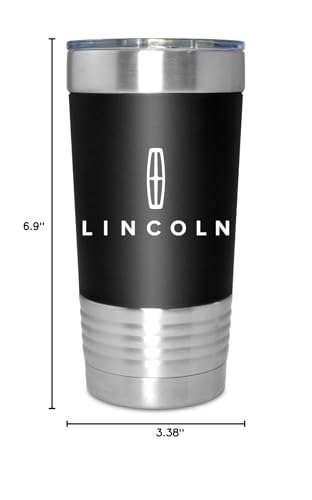 iPick Image for Lincoln Logo 20 oz Dual-Wall Insulated Stainless Steel with Black Silicone Sleeve Travel Tumbler