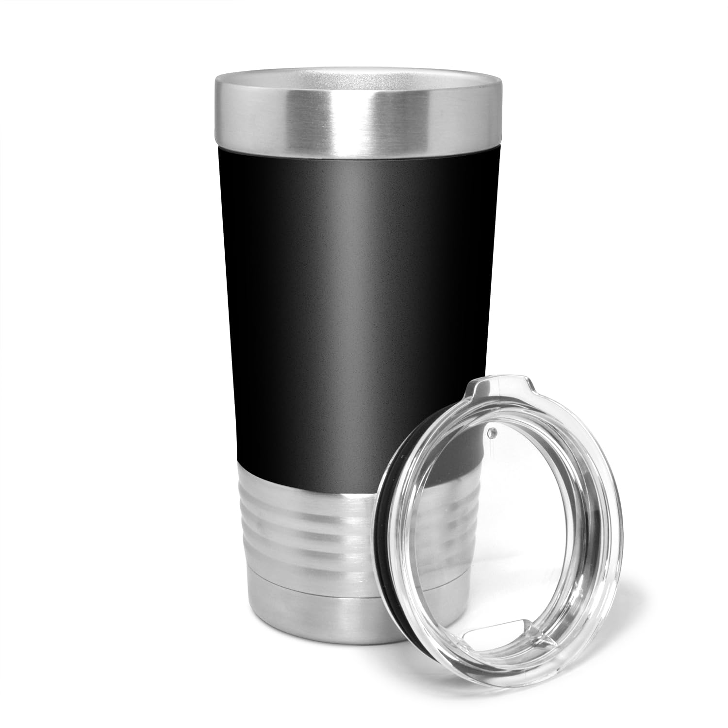 iPick Image for Lincoln Nautilus 20 oz Dual-Wall Insulated Stainless Steel with Black Silicone Sleeve Travel Tumbler